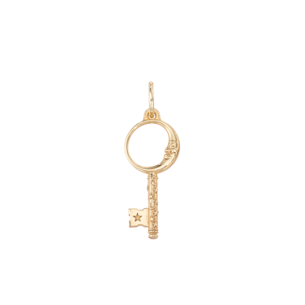 Crescent Mini Moon Key Charm | Fine jewelry solid silver gold-finish ...
