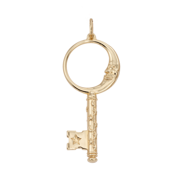 Crescent Moon Key Charm - Large | Fine jewelry solid silver gold-finish ...