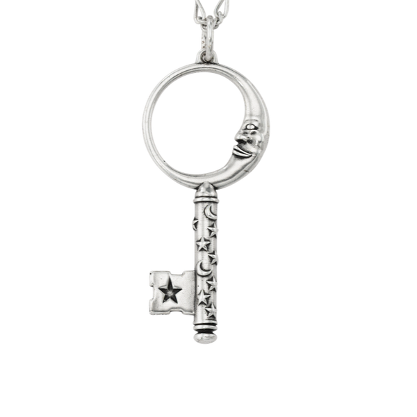 Crescent Moon Key Charm - Large | Fine jewelry solid silver gold-finish ...